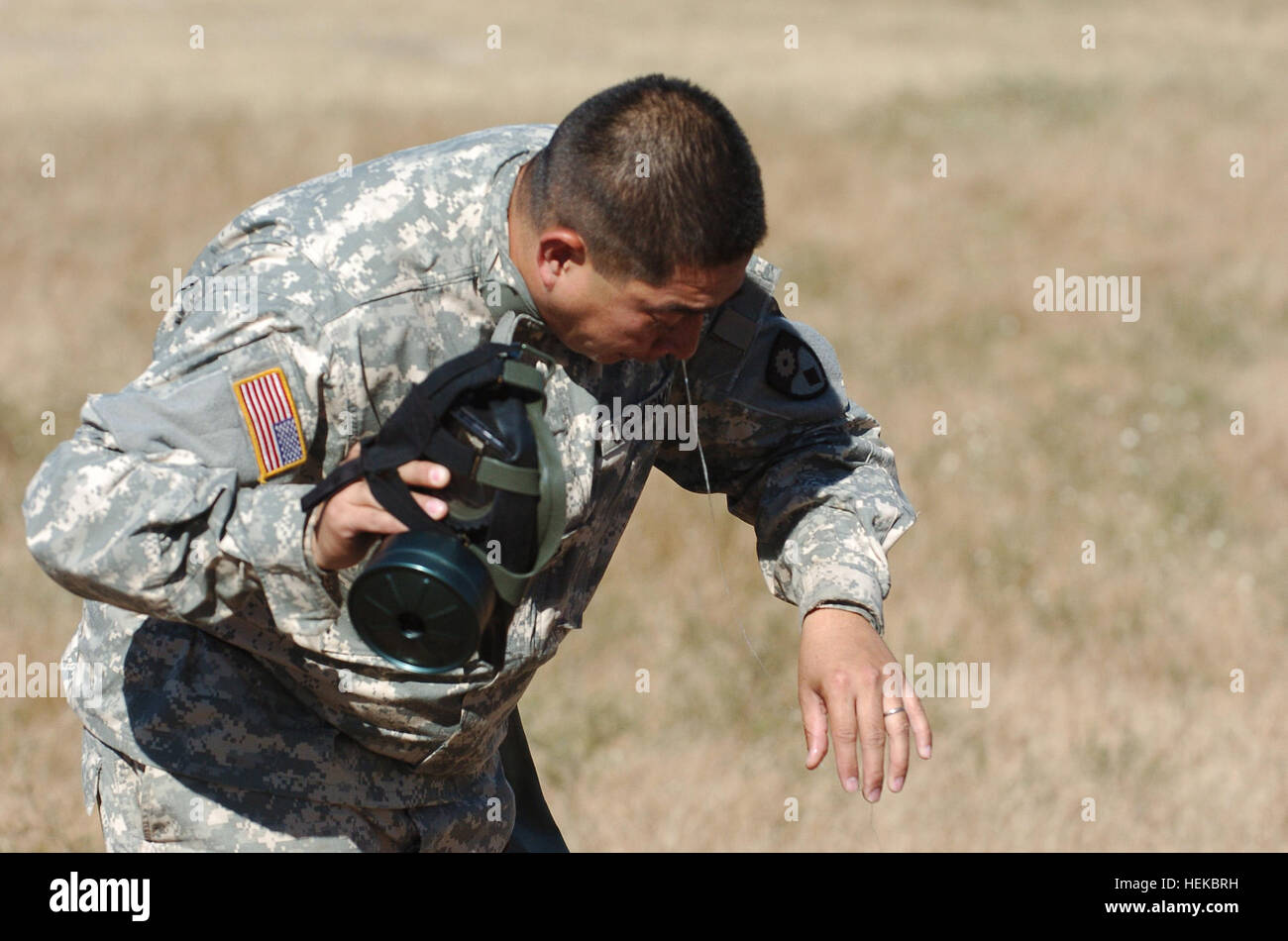 A member of the 270th Military Police Company nose drips after exiting ...