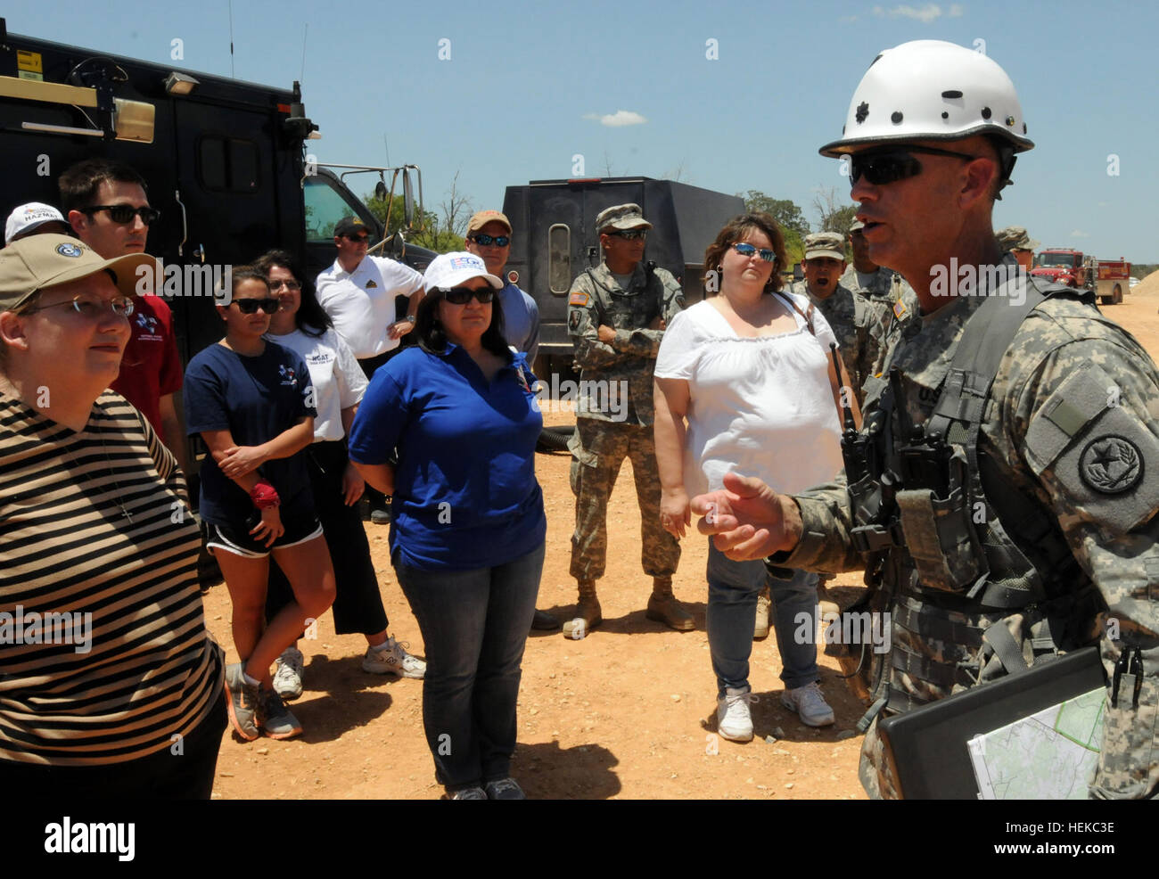 In this image released by the Texas Military Forces, service members ...