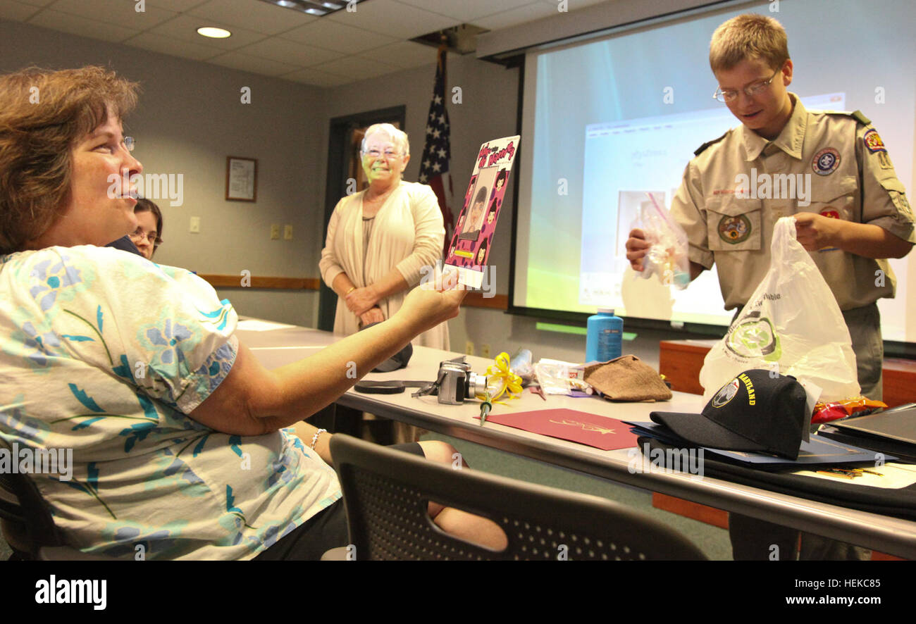 Ann and Stuart Yorty, Troop 88 Boy Scouts of America, show what is in ...