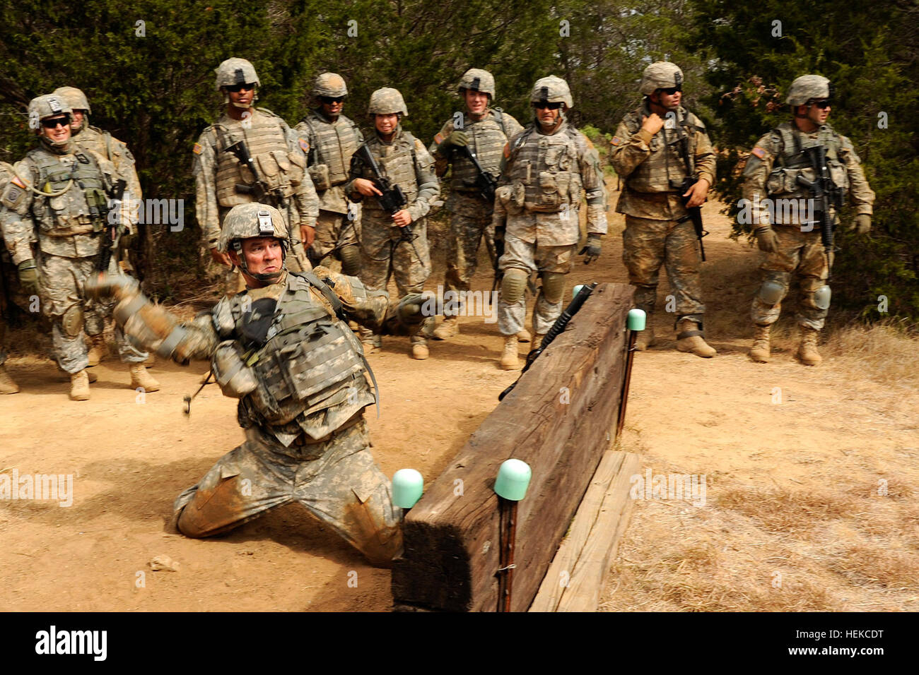 Spc. Michael Ketter from Task Force Raptor (3-124) launches a dummy ...