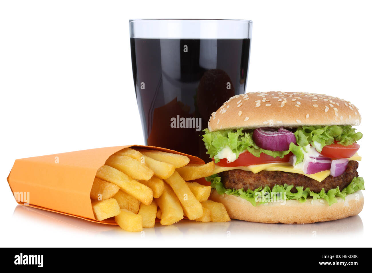 Cheeseburger hamburger and french fries menu meal combo cola drink ...