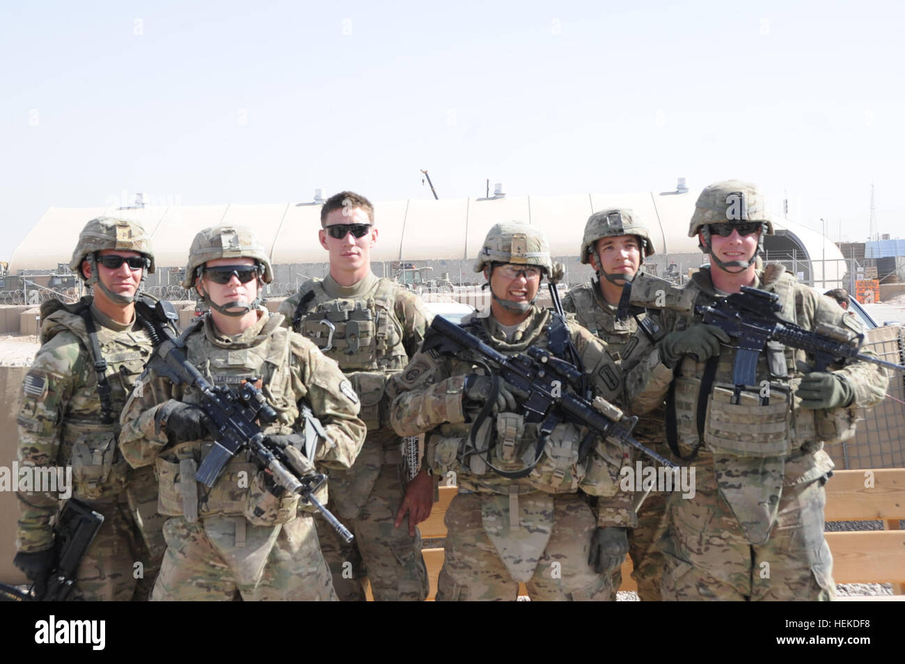 From left to right are Sgt. Roberto Camacho, Pfc. Callahn Talcott, Spc ...
