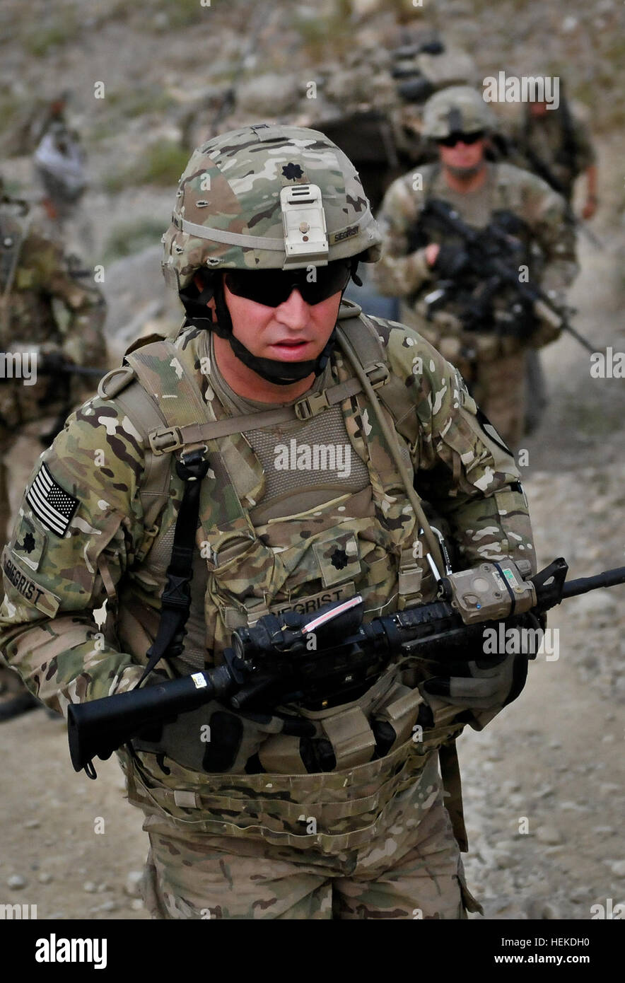 Lt. Col. Jeremy Siegrest, commander of Task Force Maverick, leads the ...