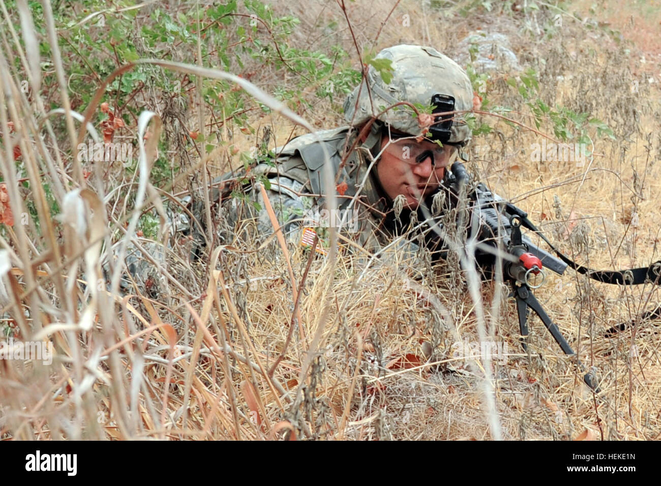 Spc. Jim Harris, Alpha Troop, Task Force Raptor (3-124), pulls security ...