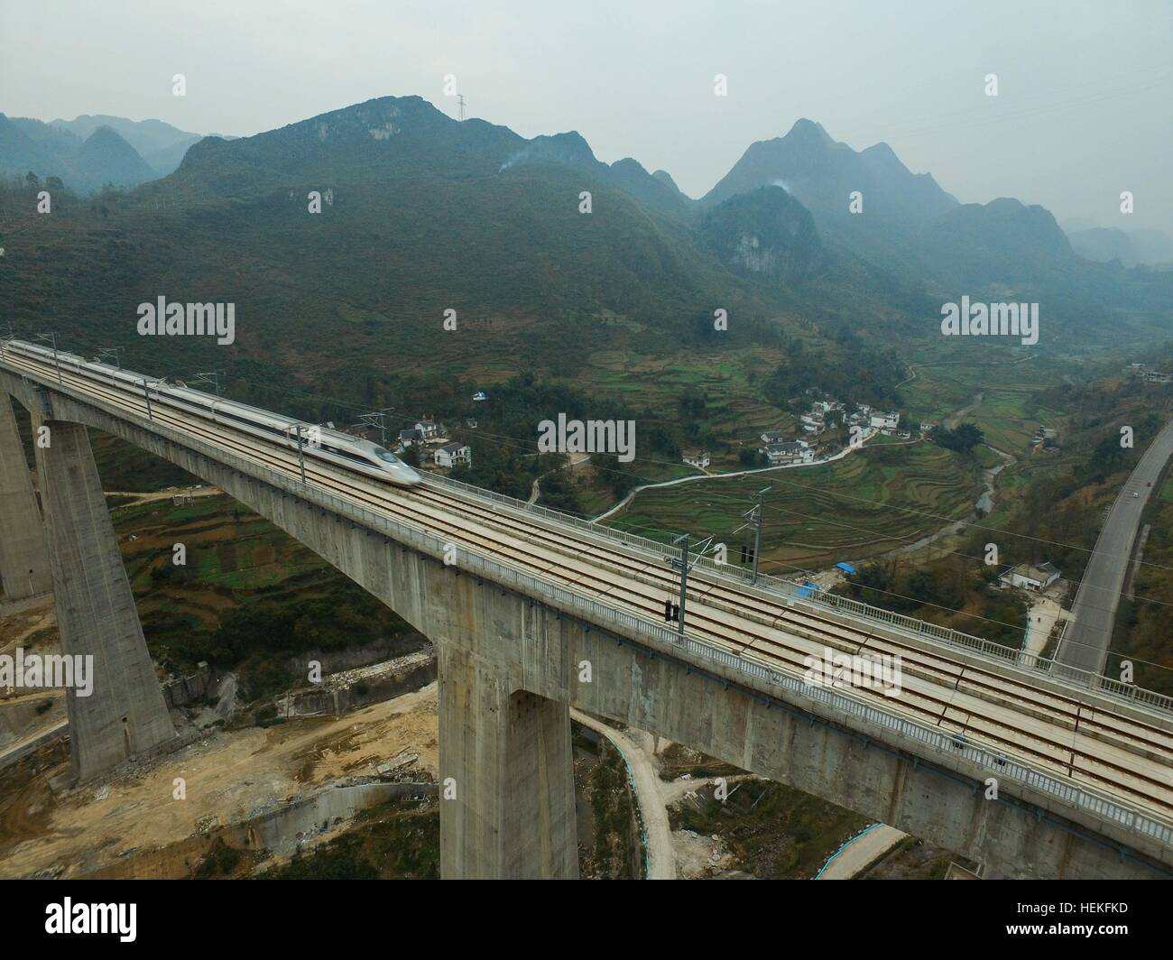 Guiyang. 16th Dec, 2016. Aerial photo taken on Dec. 16, 2016 shows a ...