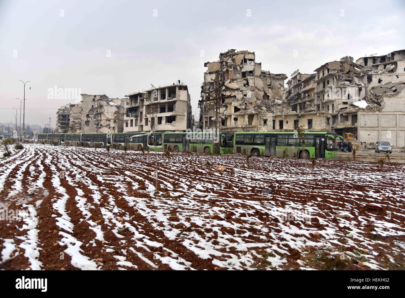 Aleppo buses evacuation hi-res stock photography and images - Alamy