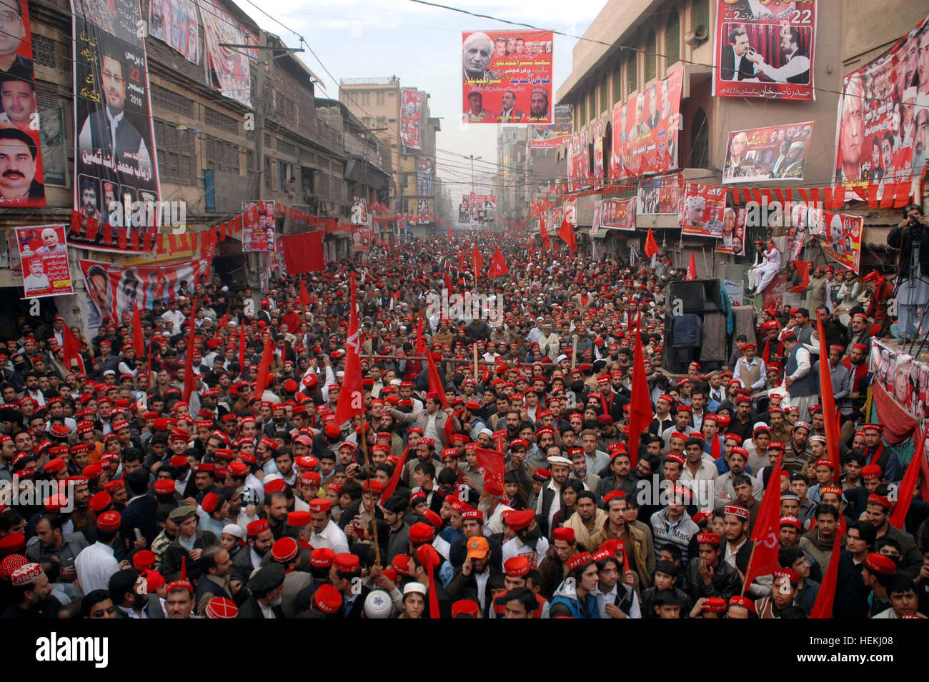 A large numbers of Awami National Party supporters gather during Public ...