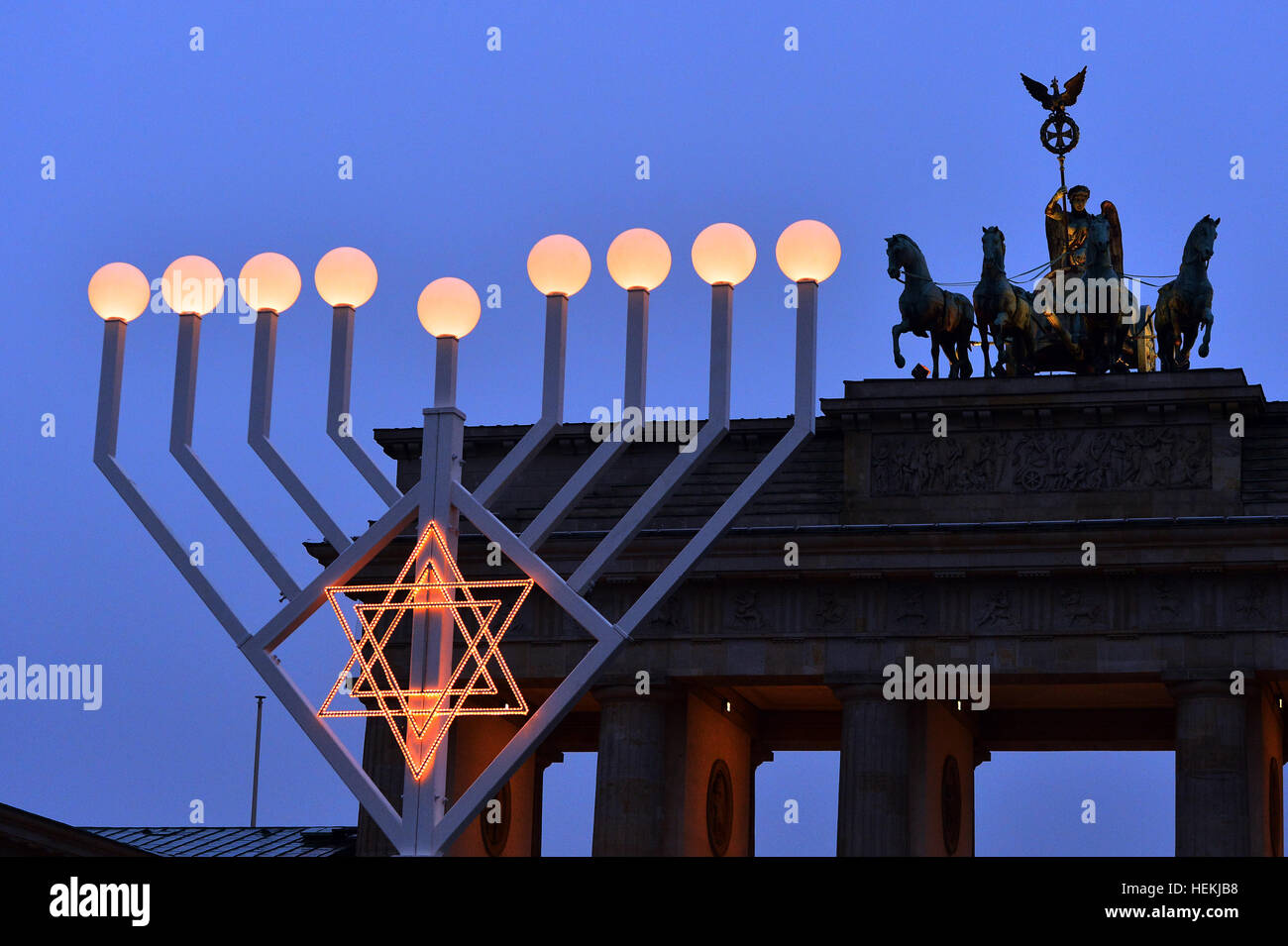 Berlin, Germany. 22nd Dec, 2016. Europe's largest menorah is lit up at ...