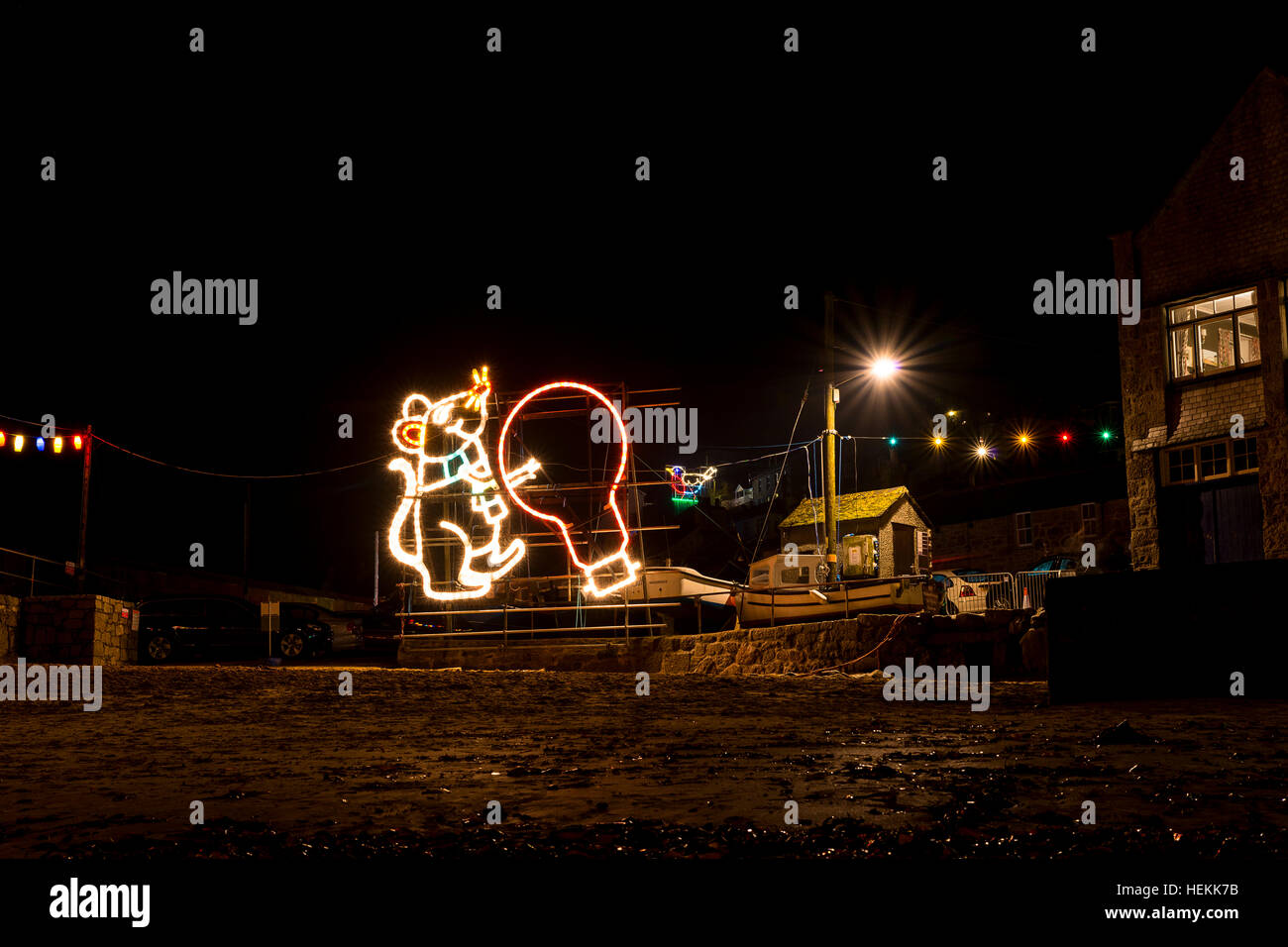 Mousehole Harbour Christmas Lights, Mousehole, Cornwall, UK, December ...