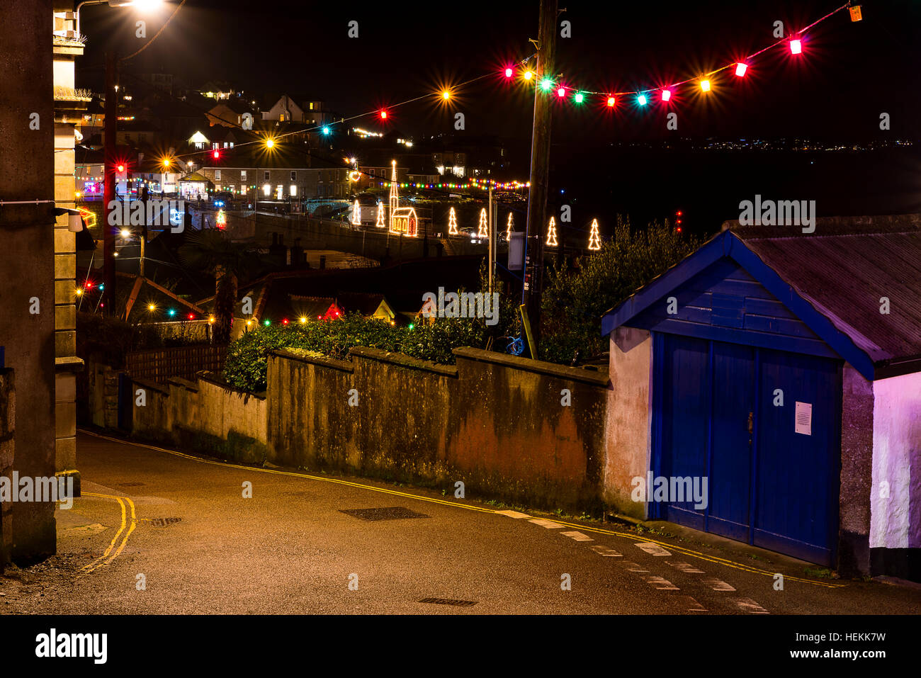 Mousehole Harbour Christmas Lights, Mousehole, Cornwall, UK, December ...