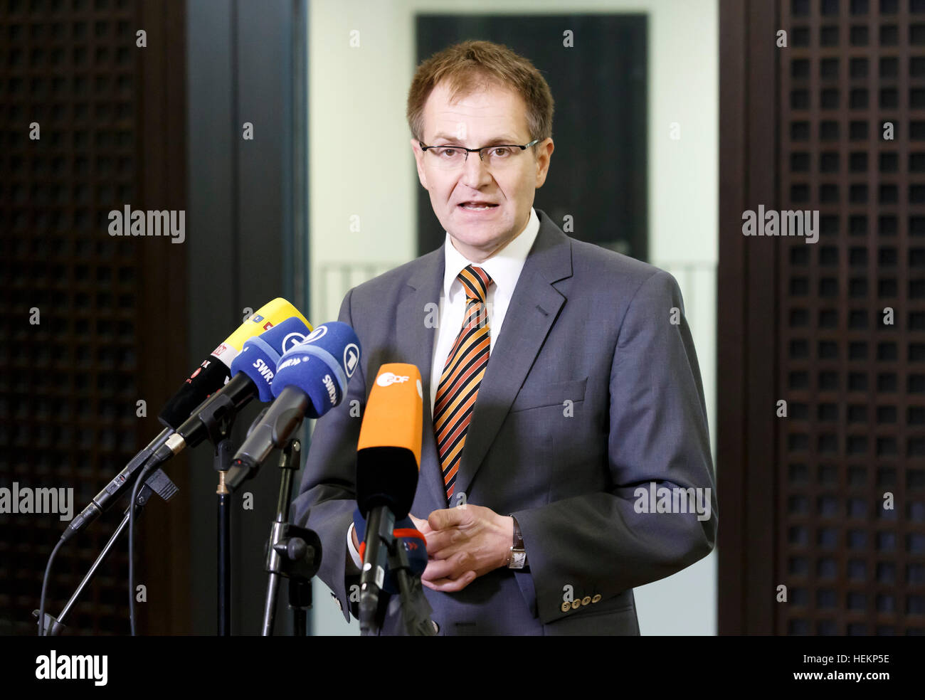 The Attorney General Peter Frank speak during a press conference of the ...