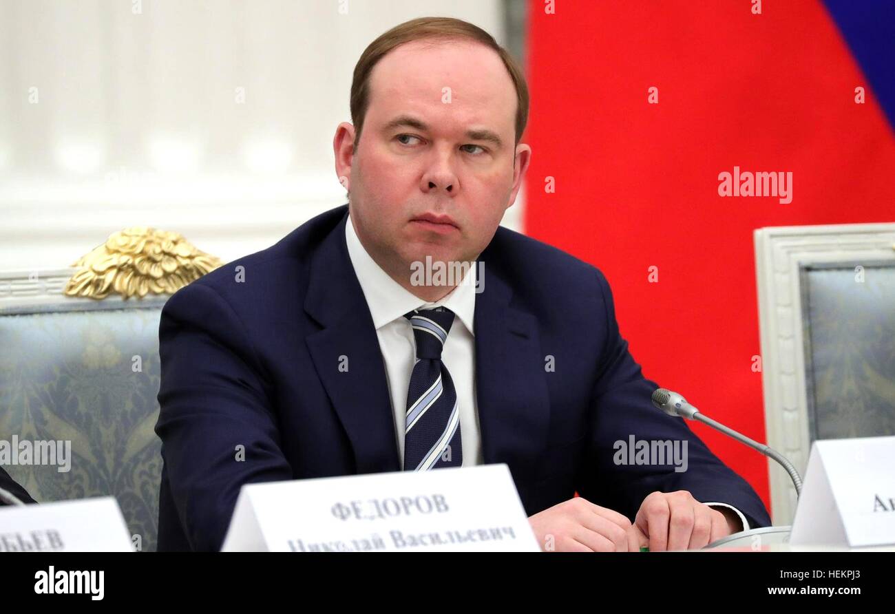 Head of the Presidential Executive Office Anton Vaino during a meeting ...