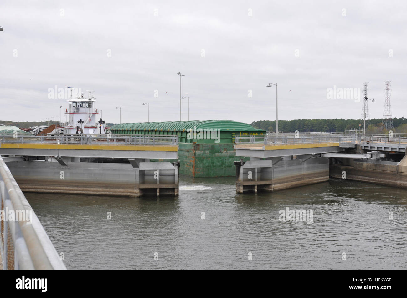 A barge is about to enter Pickwick Lock on the Tennessee River Oct. 19 ...
