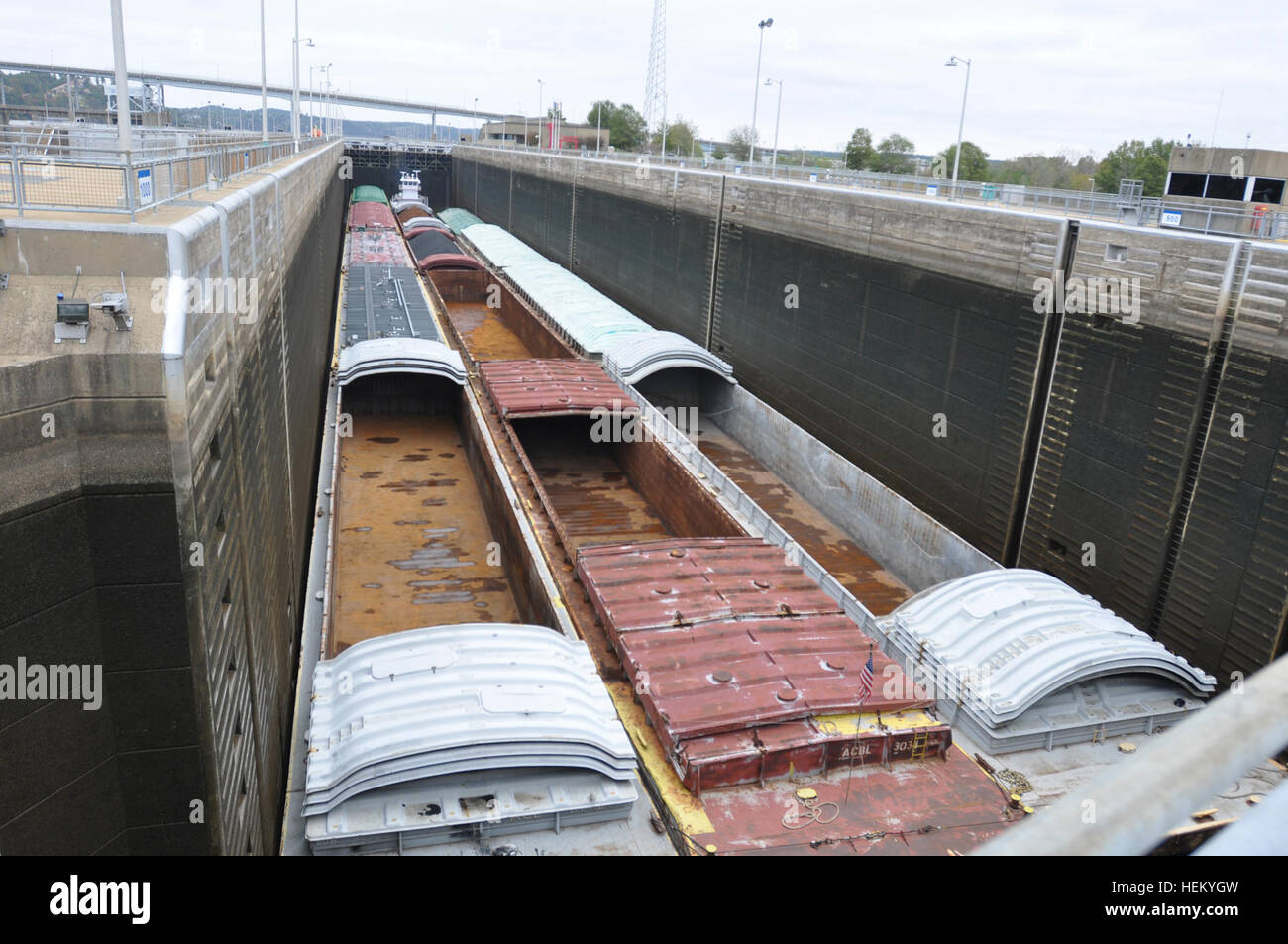 A barge moves through Pickwick Lock on the Tennessee River Oct. 19. The ...