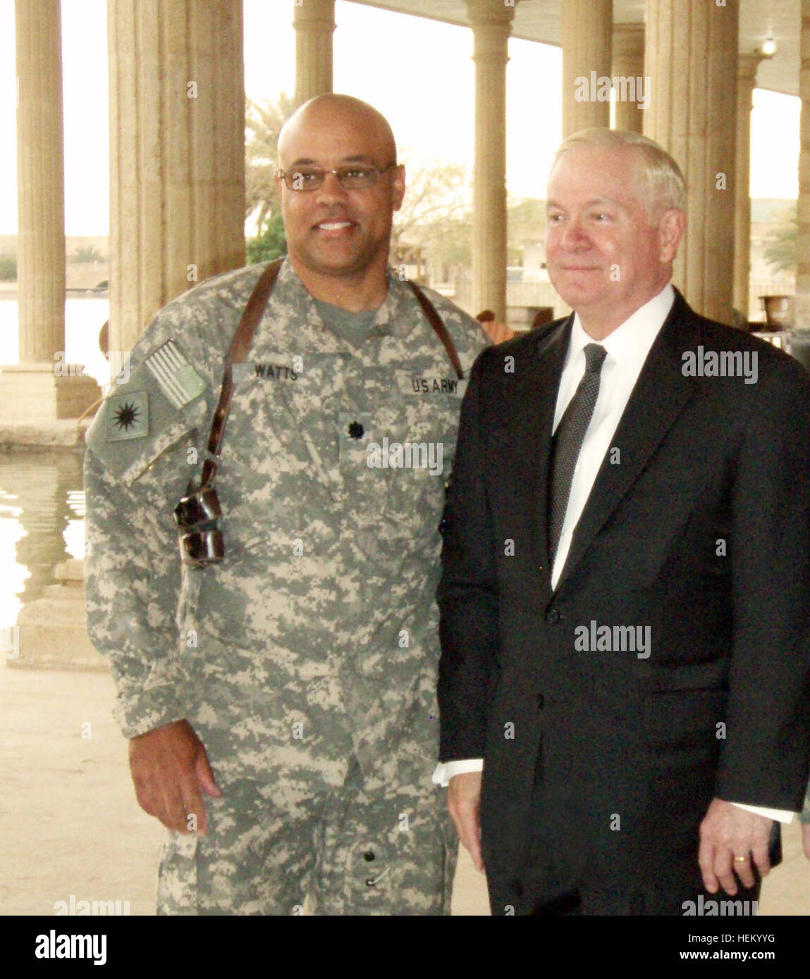 Lt. Col. Raymond Watts is seen here former Secretary of Defense Robert ...