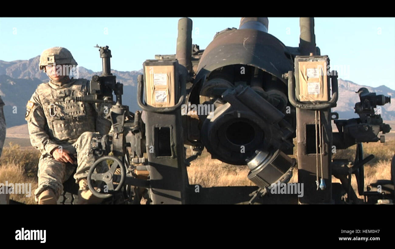 Sgt Zach Hazelbaker, a gunner for C Btry 2/3 FA Regt., waits for ...