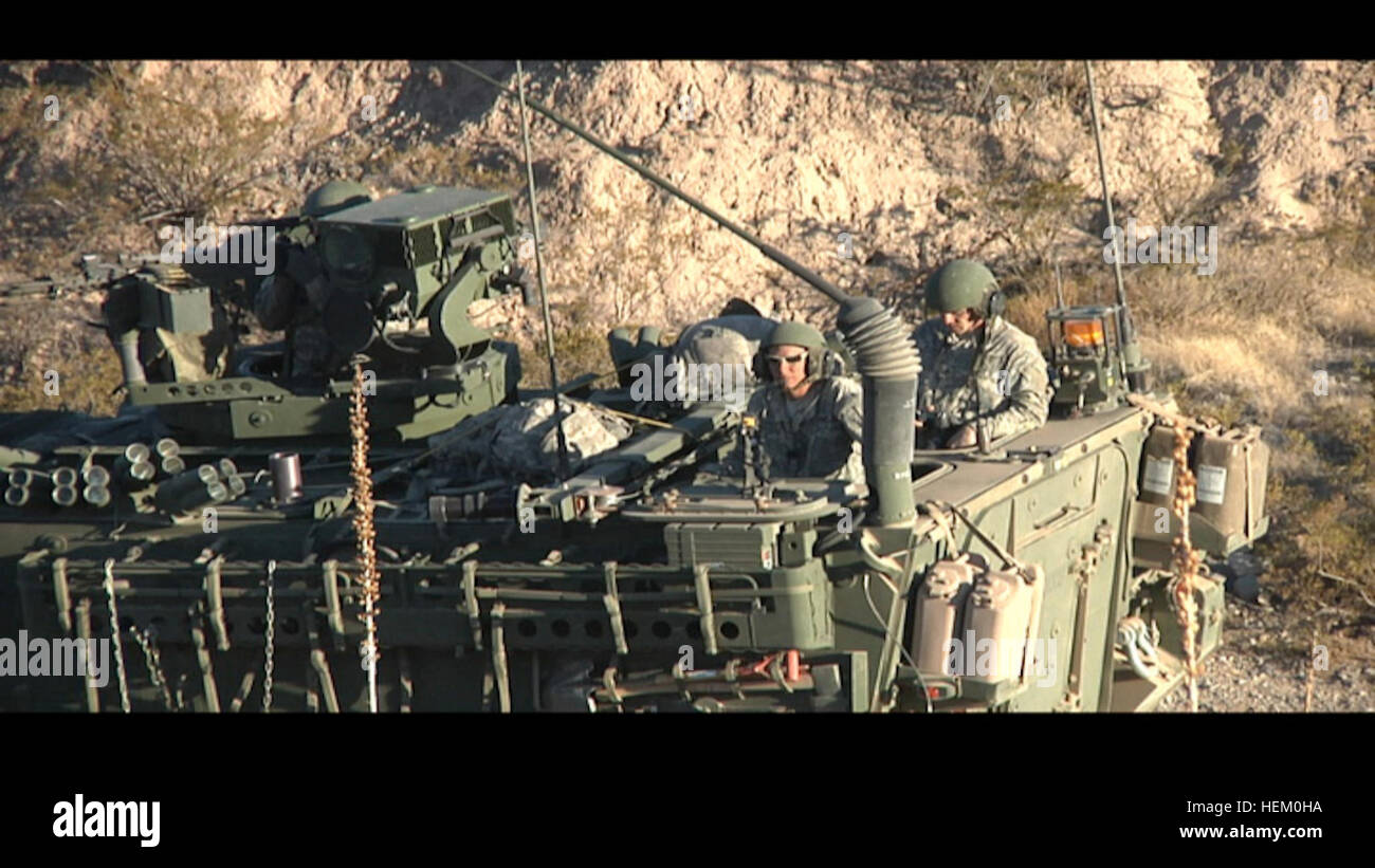 An Infantry Carrier Vehicle leaving a simulated village during a ...
