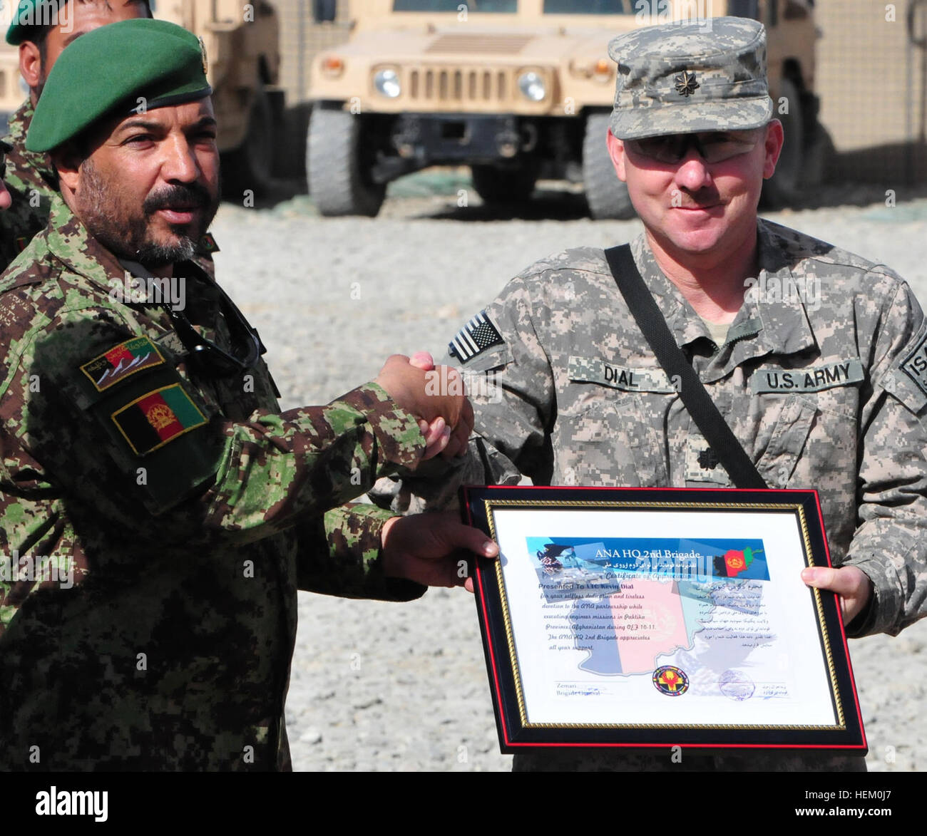 (Left to right) Afghan Brig. Gen. Zamaray Khan, the 2nd Brigade, Afghan ...