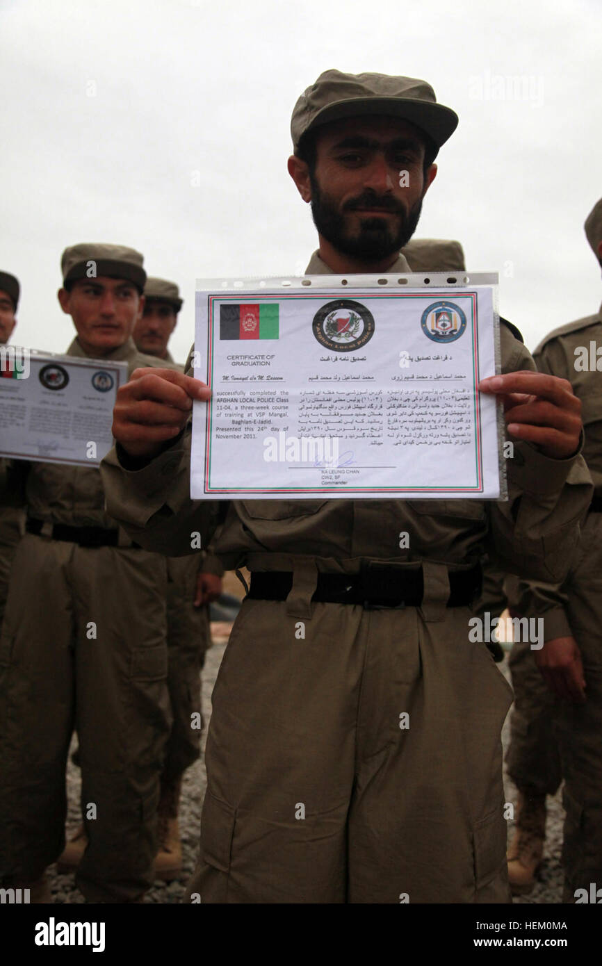 New Afghan Local Police officers proudly show their graduation ...