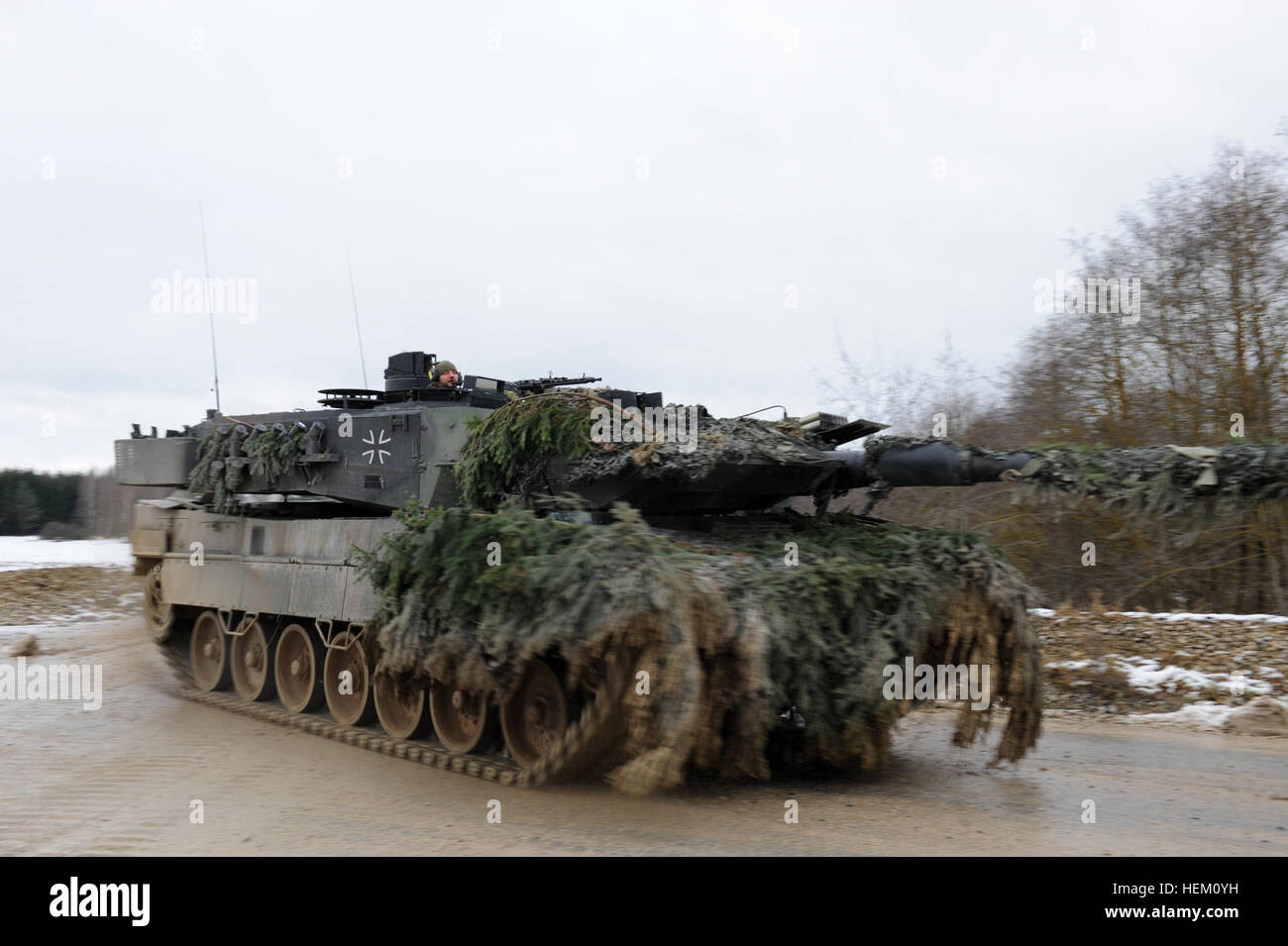 GRAFENWOEHR, Germany-- A German army Leopard 2 main battle tank heads ...