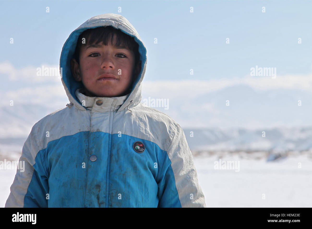 A boy poses for a photo in the Khoshi district, Logar province ...