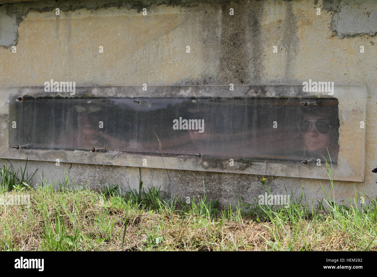 Spouses of 5th Engineer Battalion Soldiers hunker down in a bunker at a ...