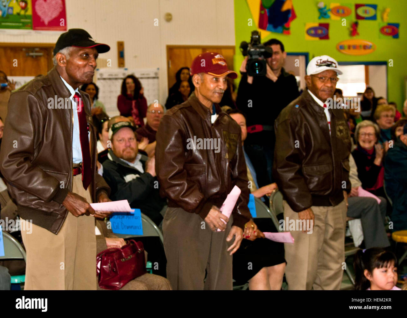 Three Tuskegee Airmen (left to right), Tommie Lamb, Edward P. Drummond ...