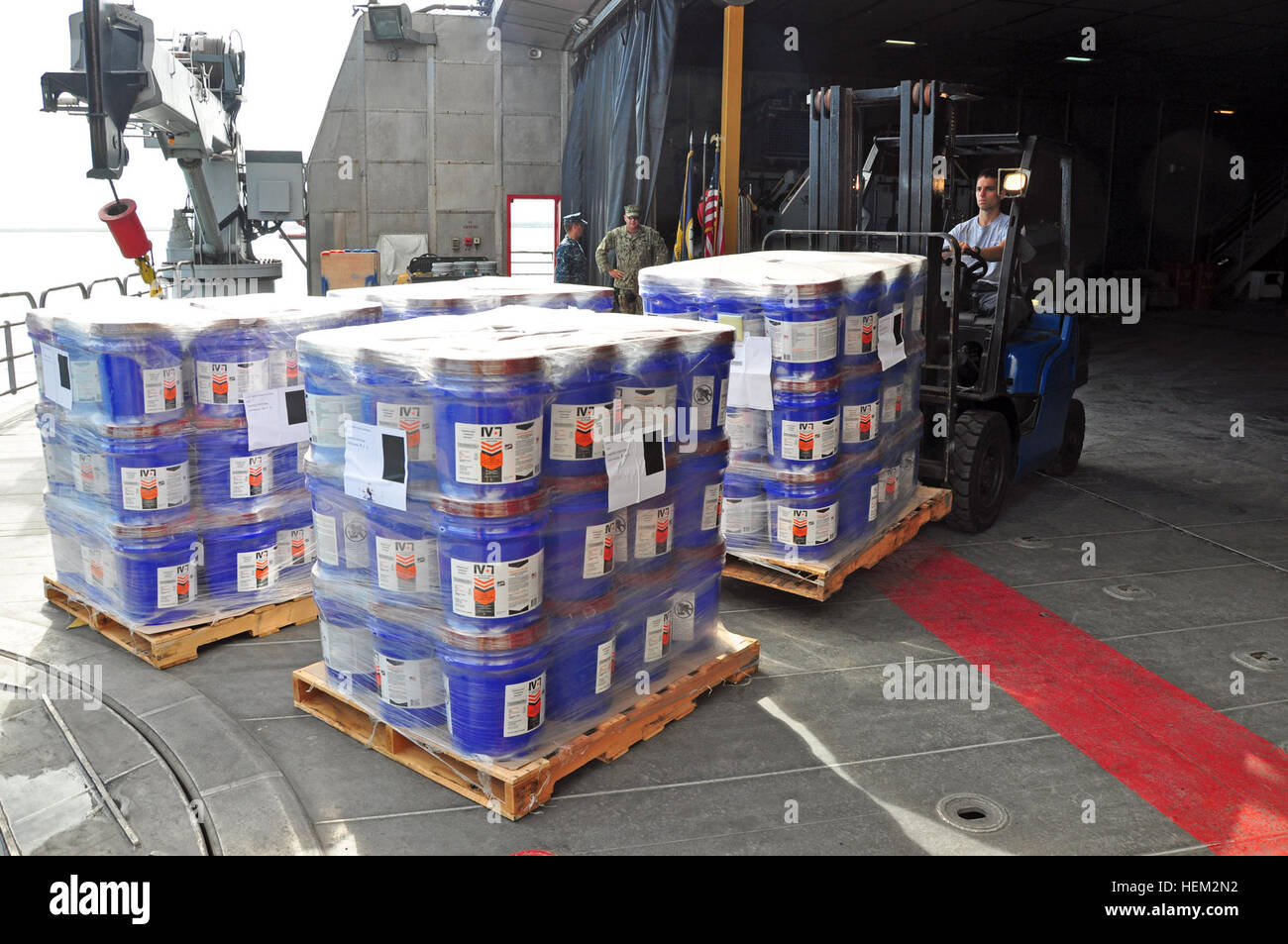 Donated goods for Project Handclasp are offloaded from High Speed ...