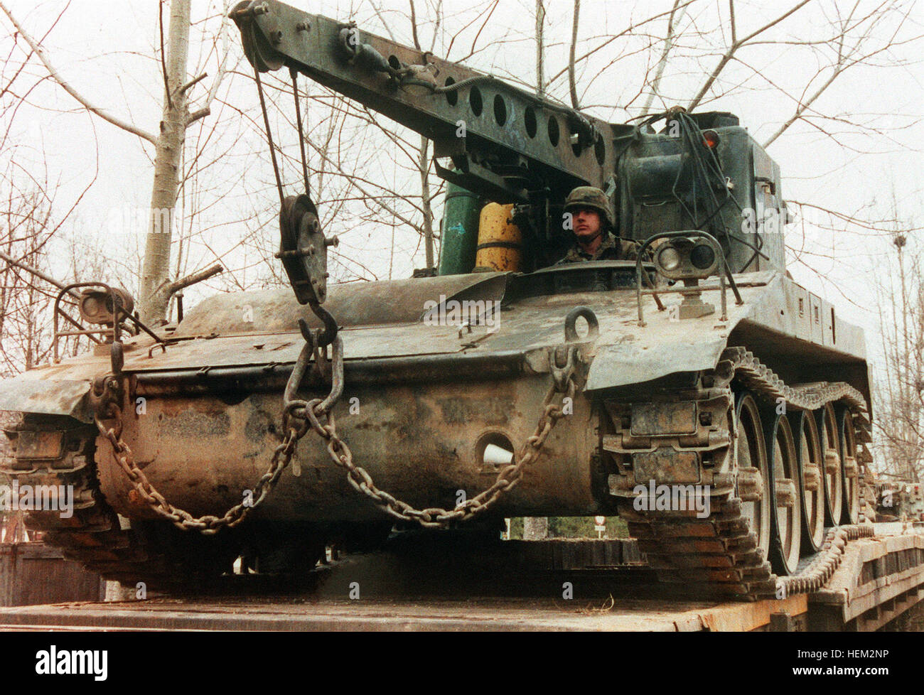 Close-up 3/4 left front view of a M-578 armored recovery vehicle on ...
