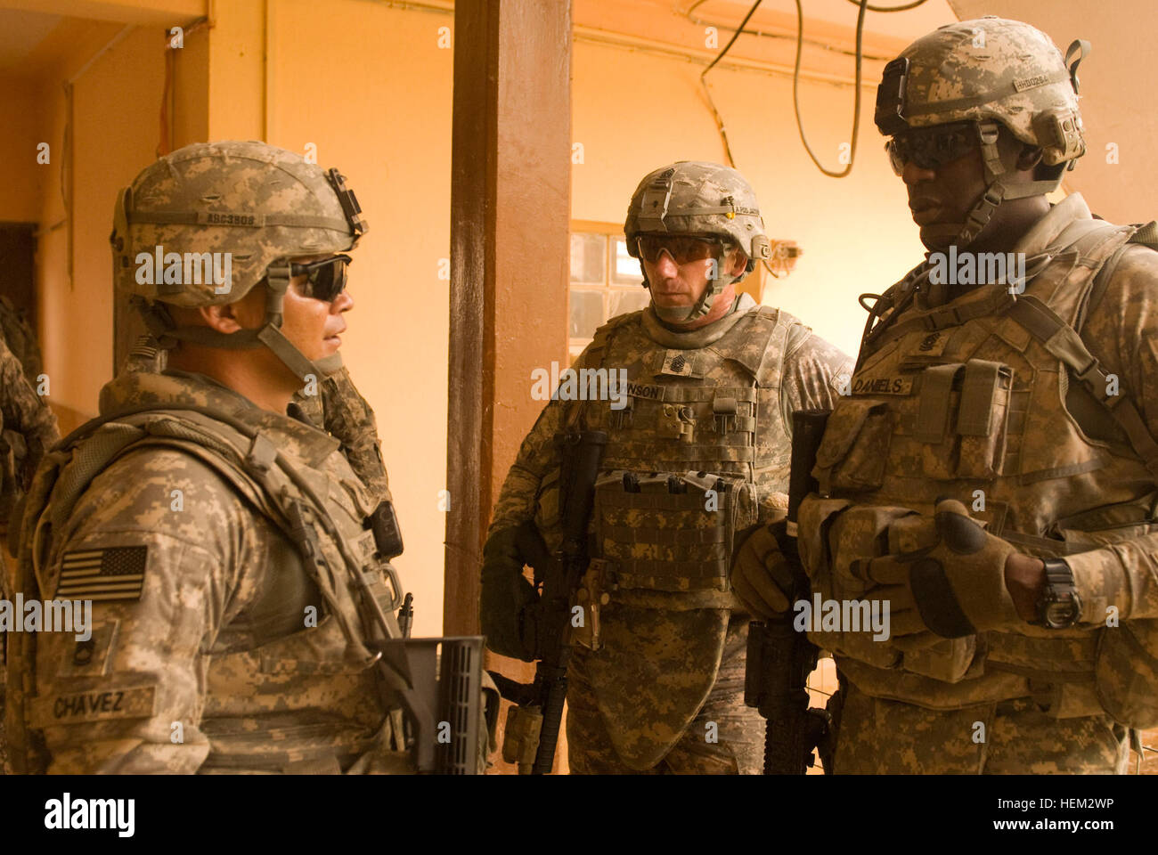 Command Sgt. Maj. William M. Johnson (center), division command ...
