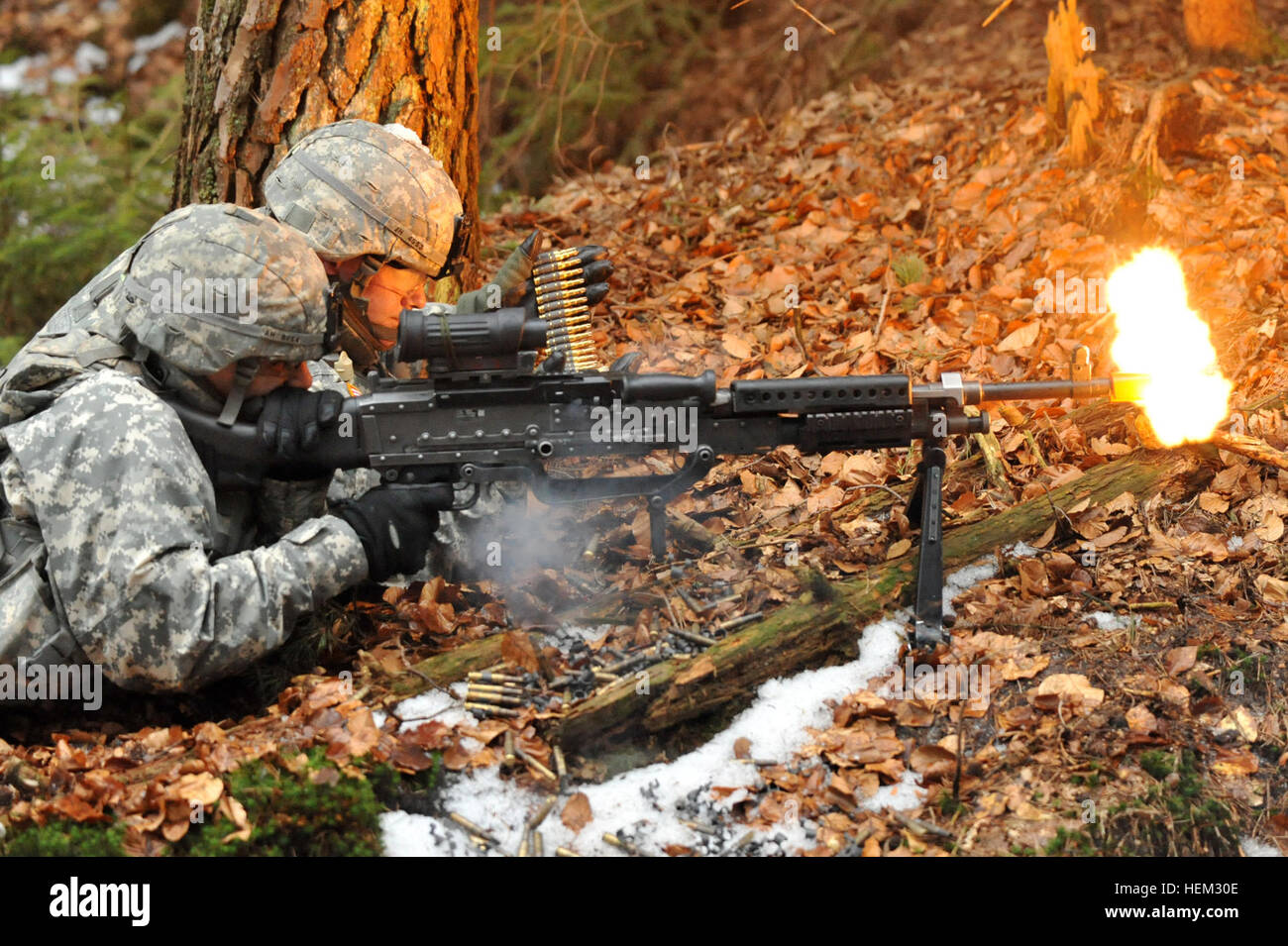 U.S. Army Pvt. Alex Hernandez (front) and Spc. Justin Huser, both from ...