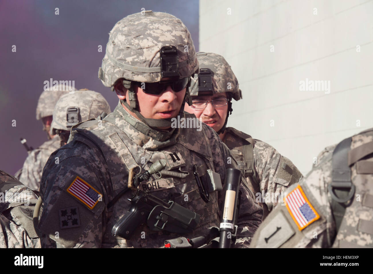 Capt. Robert Bohl of the 818th Engineer Company conducts a Military ...