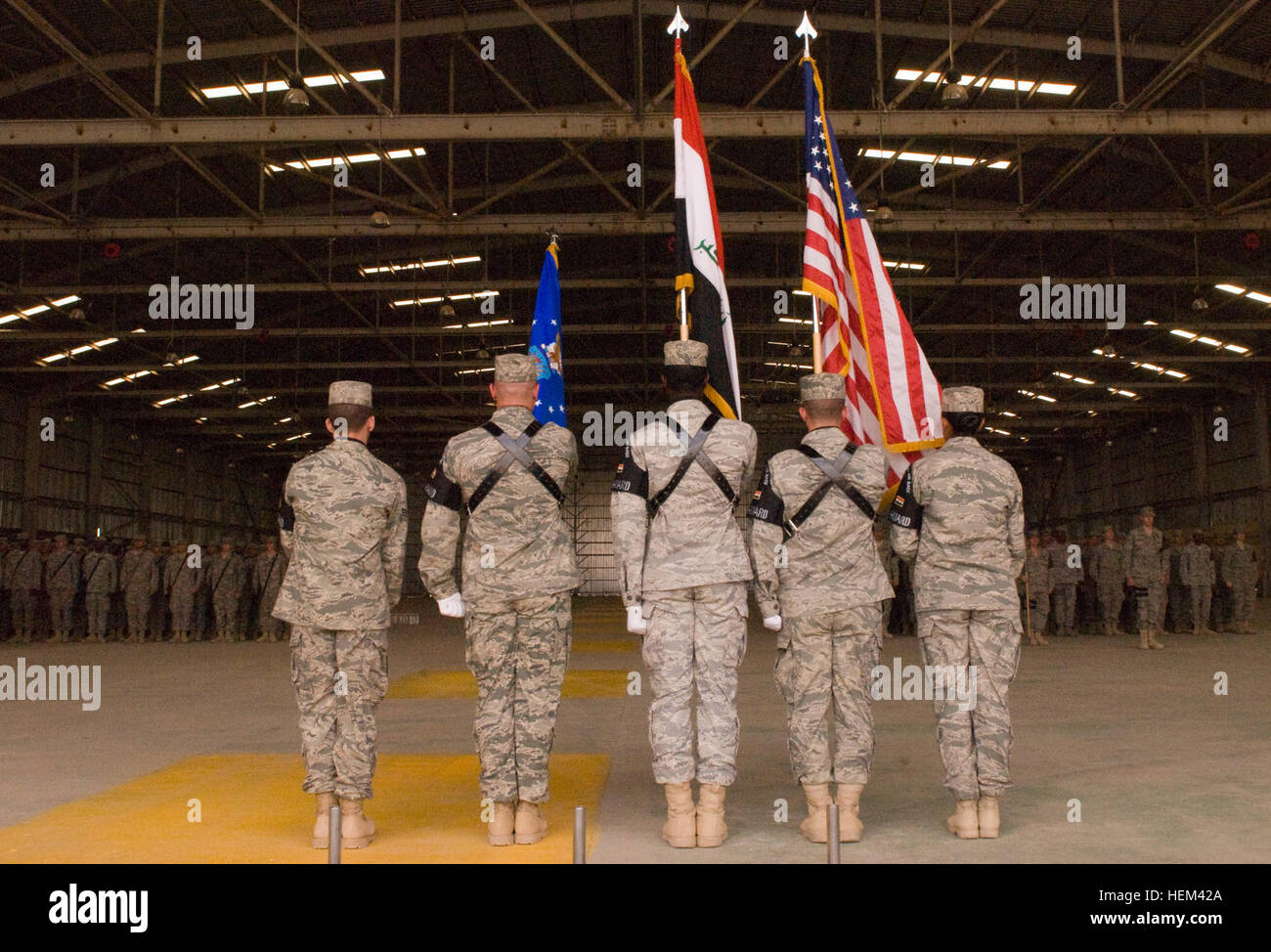 The 506th Air Expeditionary Group color guard present the colors while ...