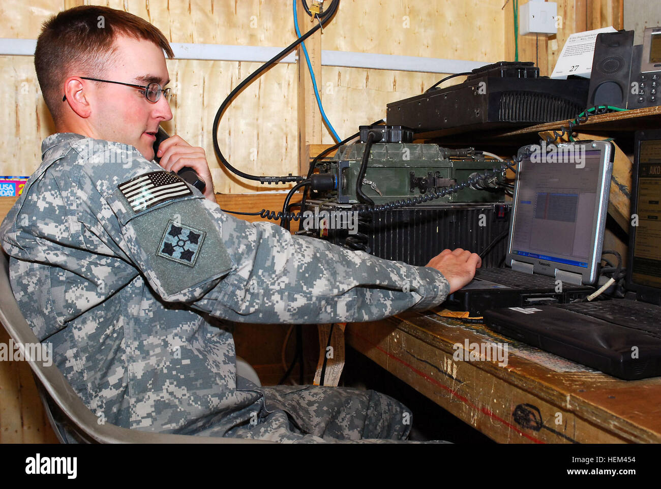 Spc. Joseph Benge, a Douglas, Wyo., native, monitors the network for ...