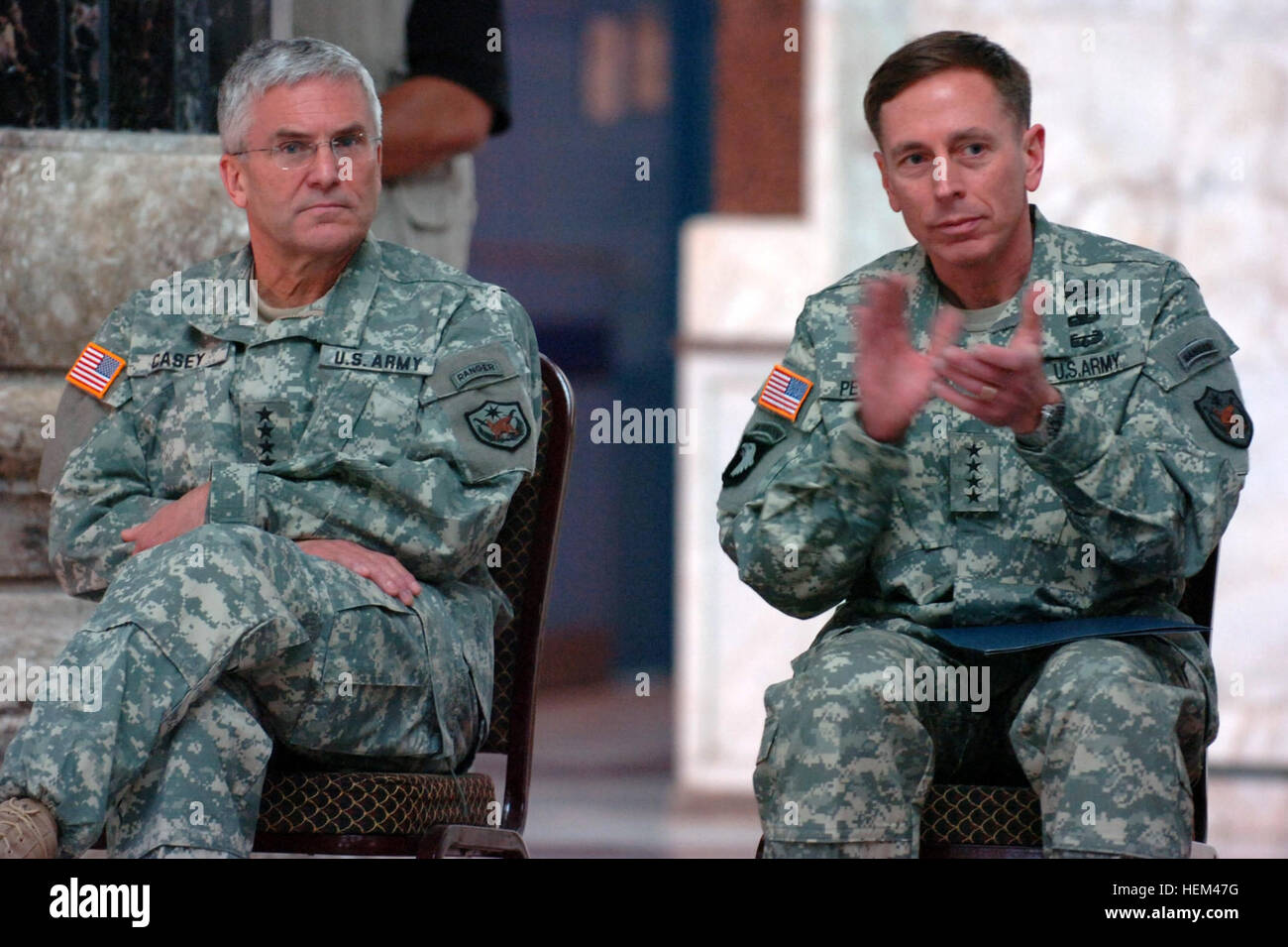 CAMP VICTORY, Iraq - Gen. David H. Petraeus claps as Gen. George W ...