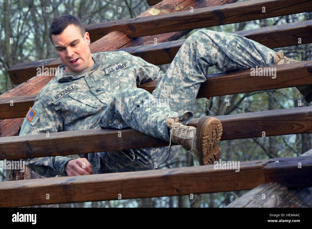 Indiana National Guard Sgt. Brandon McKinney, Logansport, Ind., tackles ...