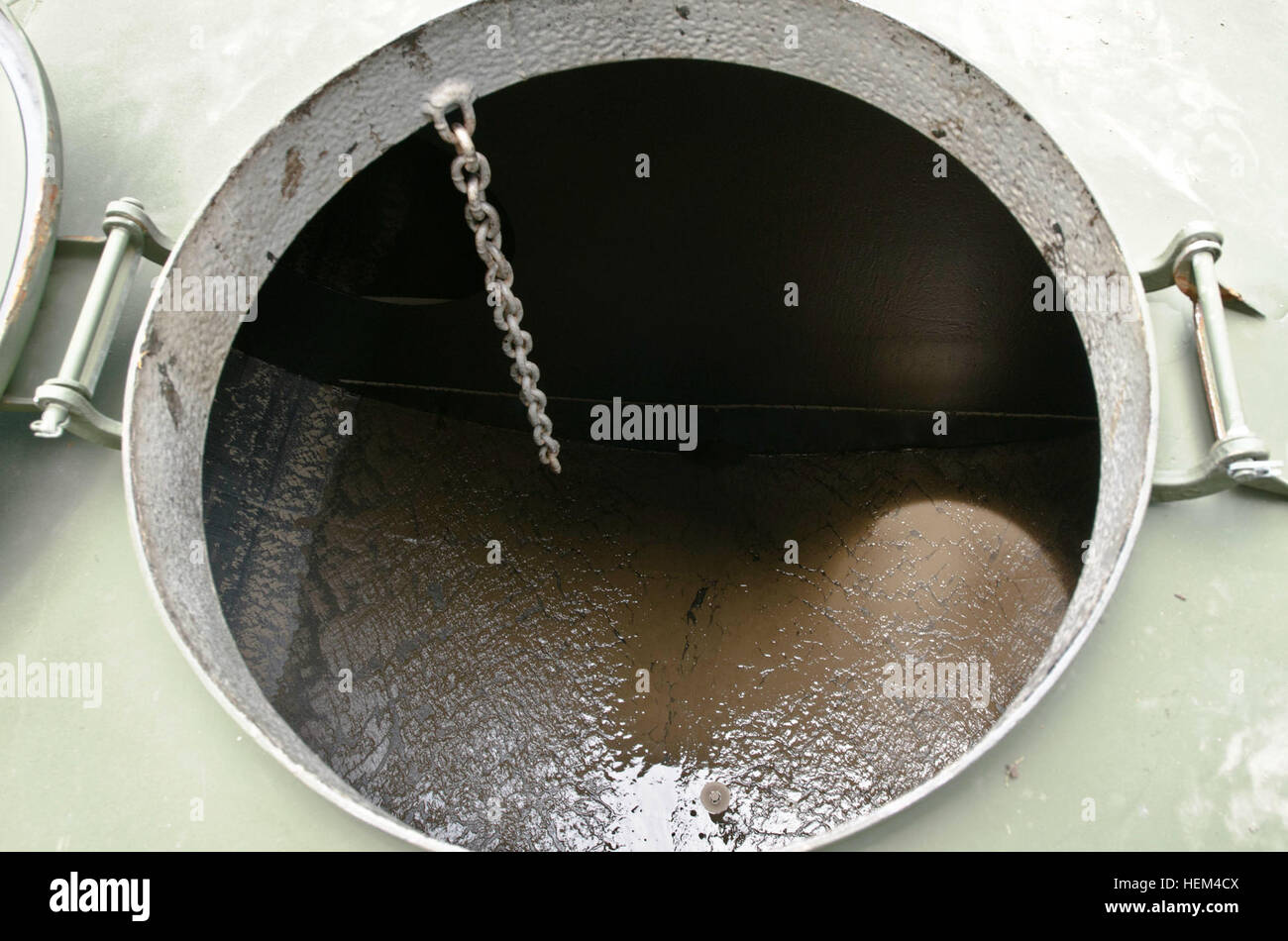 The inside of a raw water tanker is shown May 4, 2012, at Forward ...