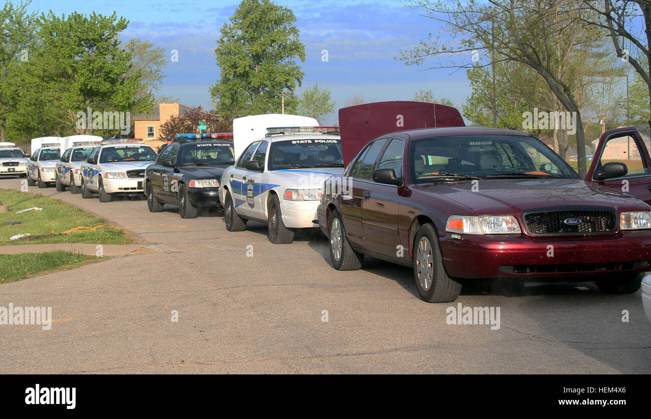 The Indiana State Police lines up at Muscatatuck Urban Training Center ...
