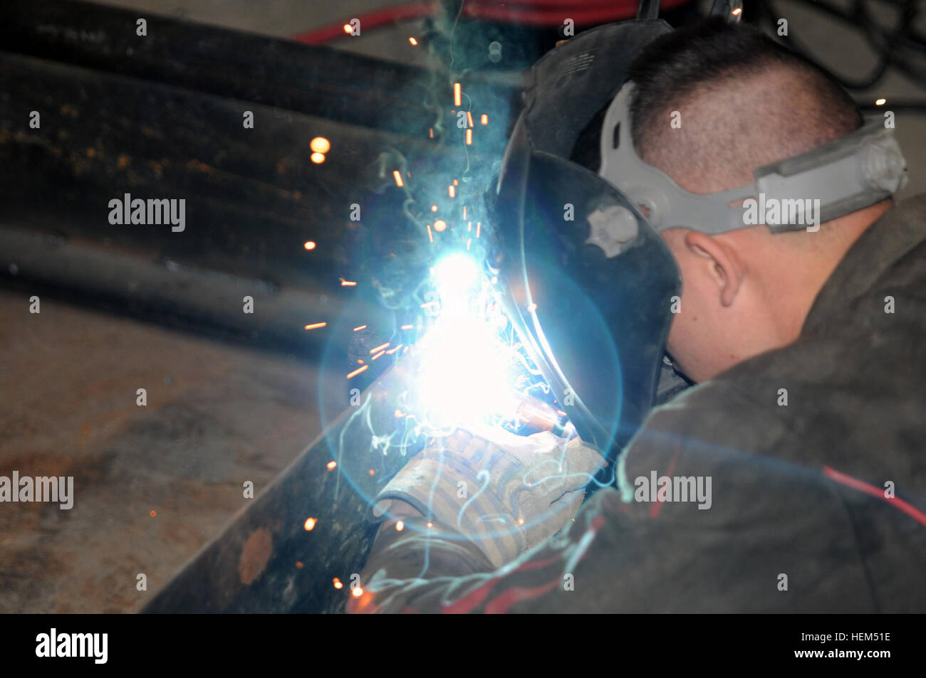 U.S. Army Pfc. Jacob Edgell, with the Weld Shop for B Company, 725th ...