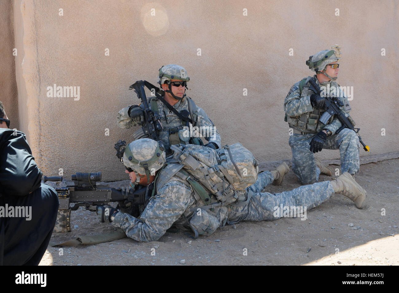 Soldiers with Alpha Company, 1-36 Infantry "Spartans" pull security ...