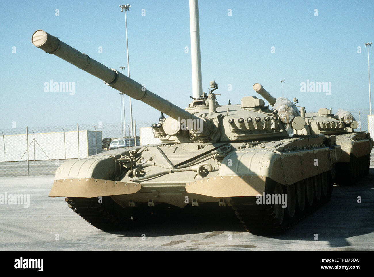 Kuwaiti T-72 main battle tanks, made in Yugoslavia, are stored at a ...