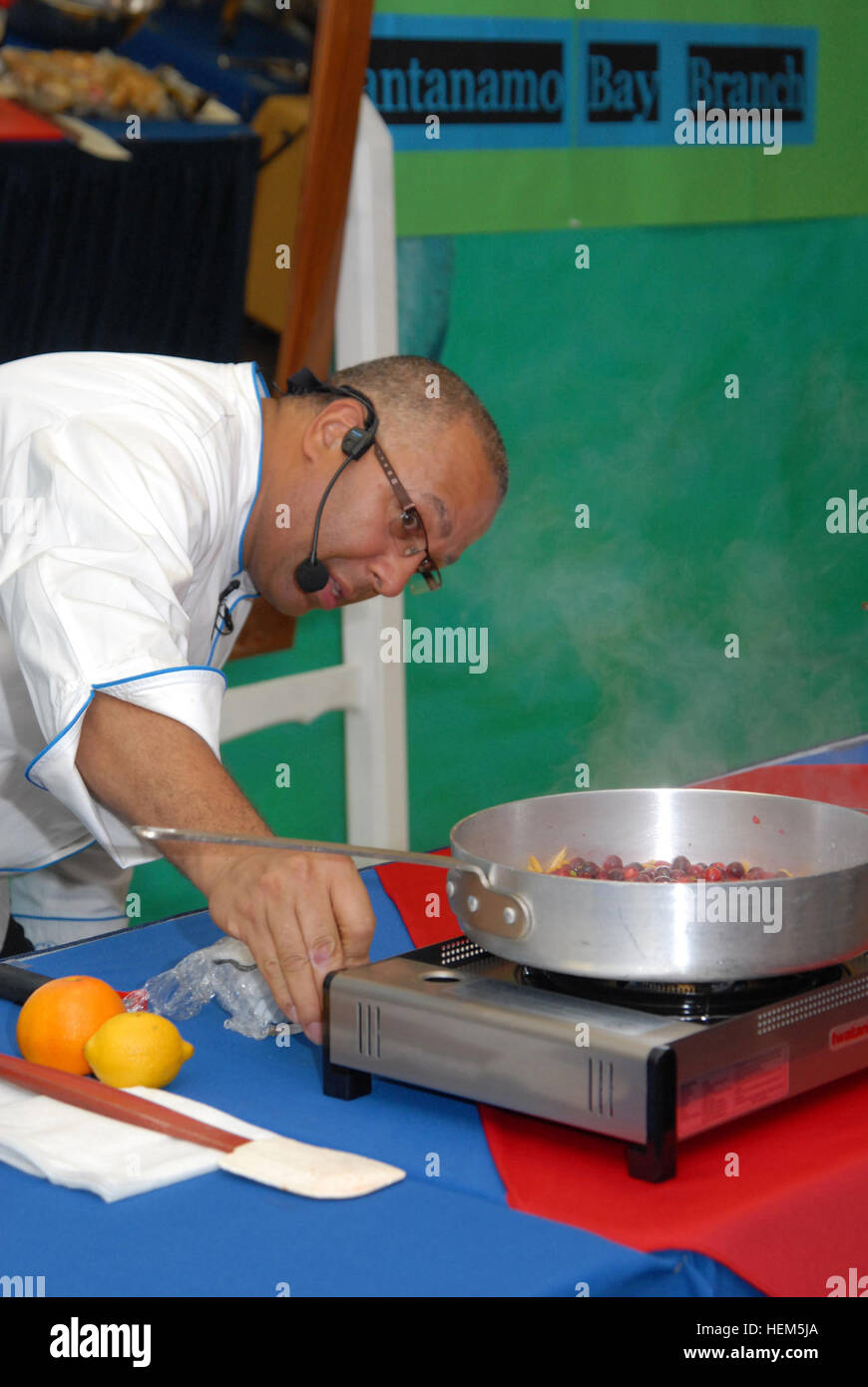 GUANTANAMO BAY, Cuba – Chef Andre Halson, a guest chef, checks the ...