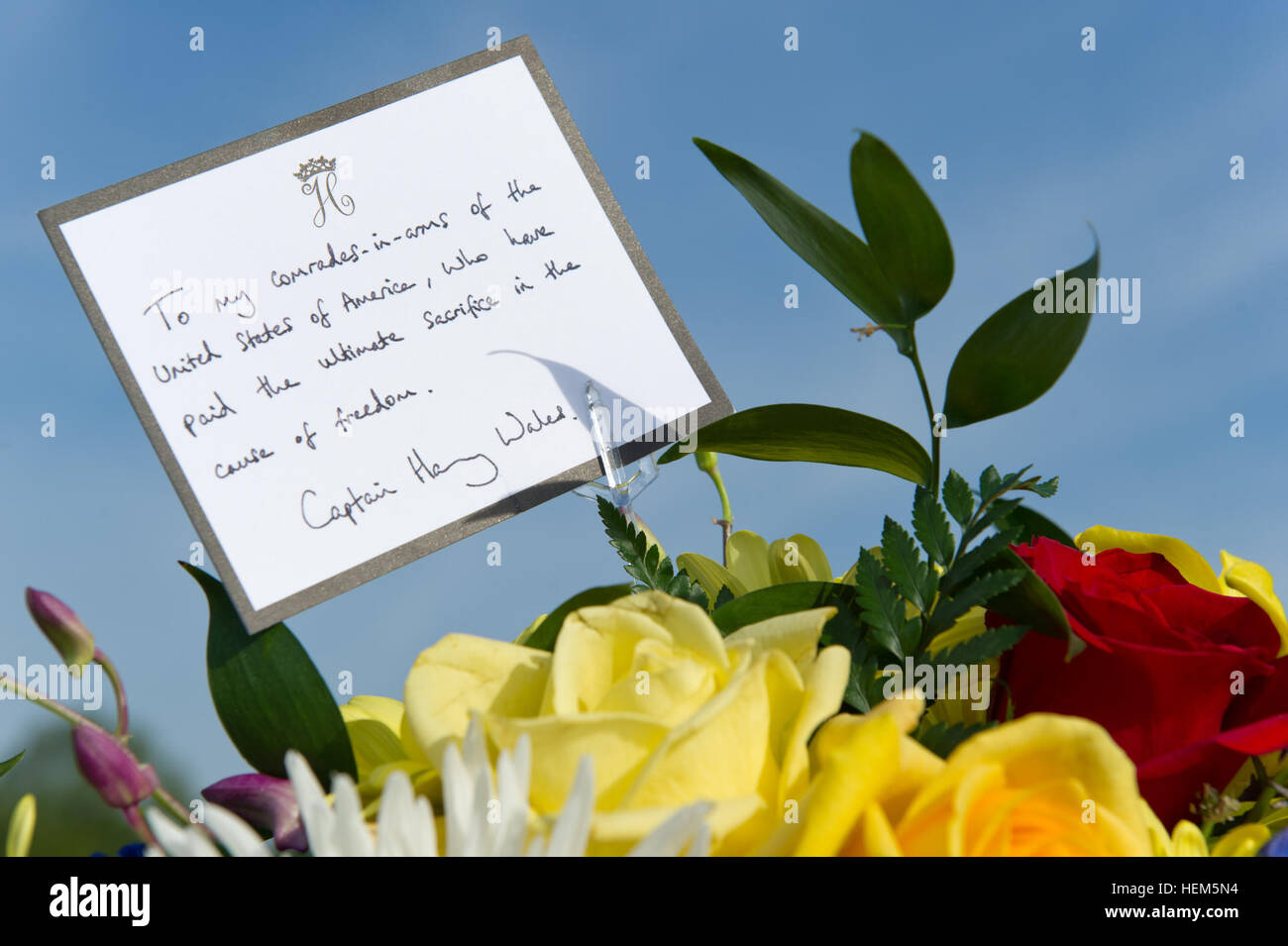 A hand-written card from Captain Harry Wales, Britain's Prince Harry of ...