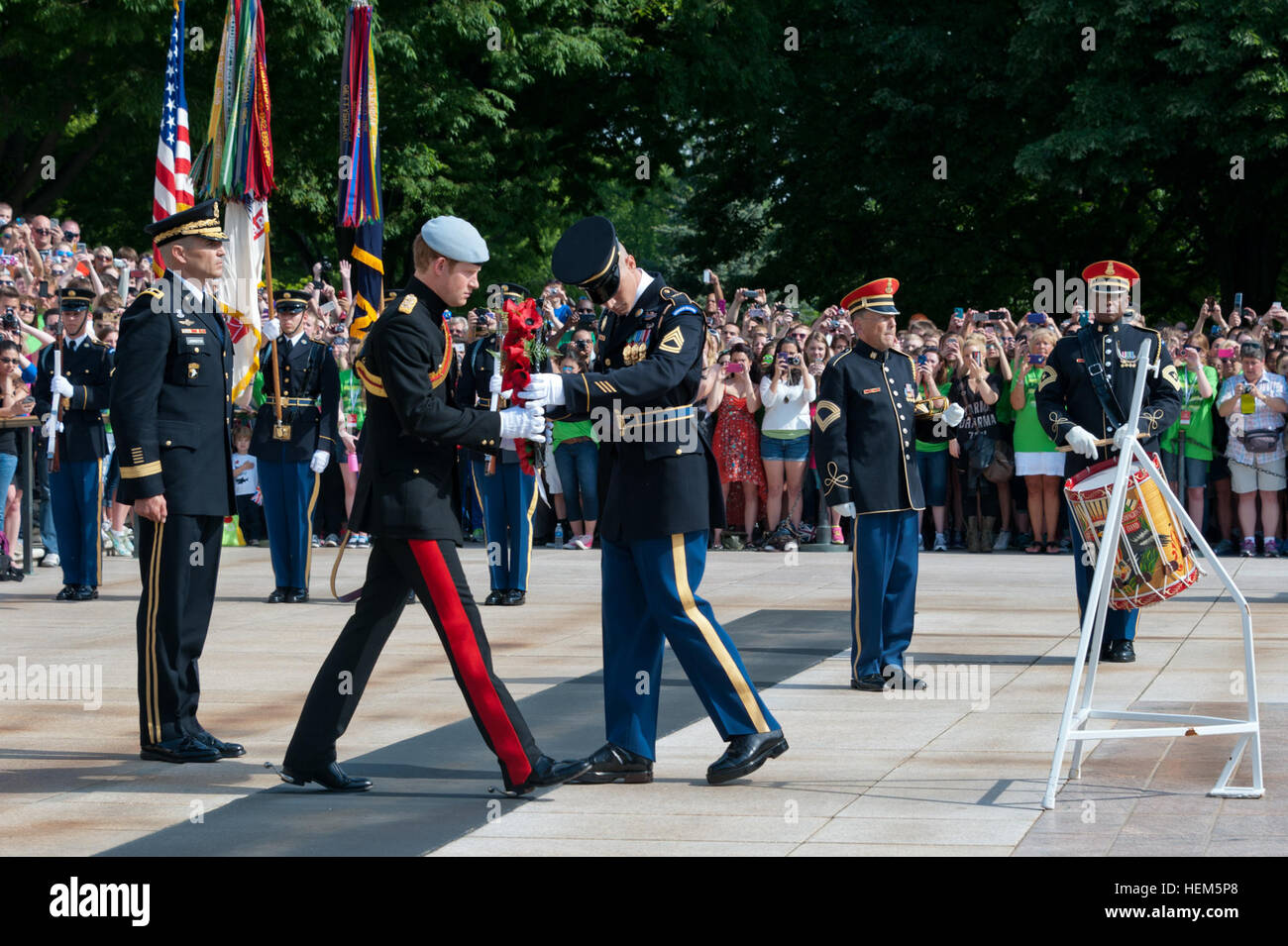 Britain's Prince Harry, center, and U.S. Army Maj. Gen. Michael S ...