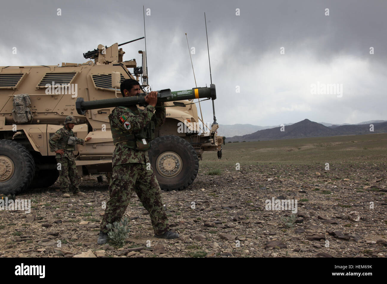 An Afghan National Army soldier fires an AT4 anti-tank weapon on a ...