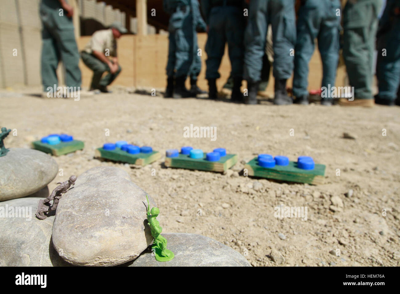 Training aids lie on the ground after a counter-improvised explosive ...