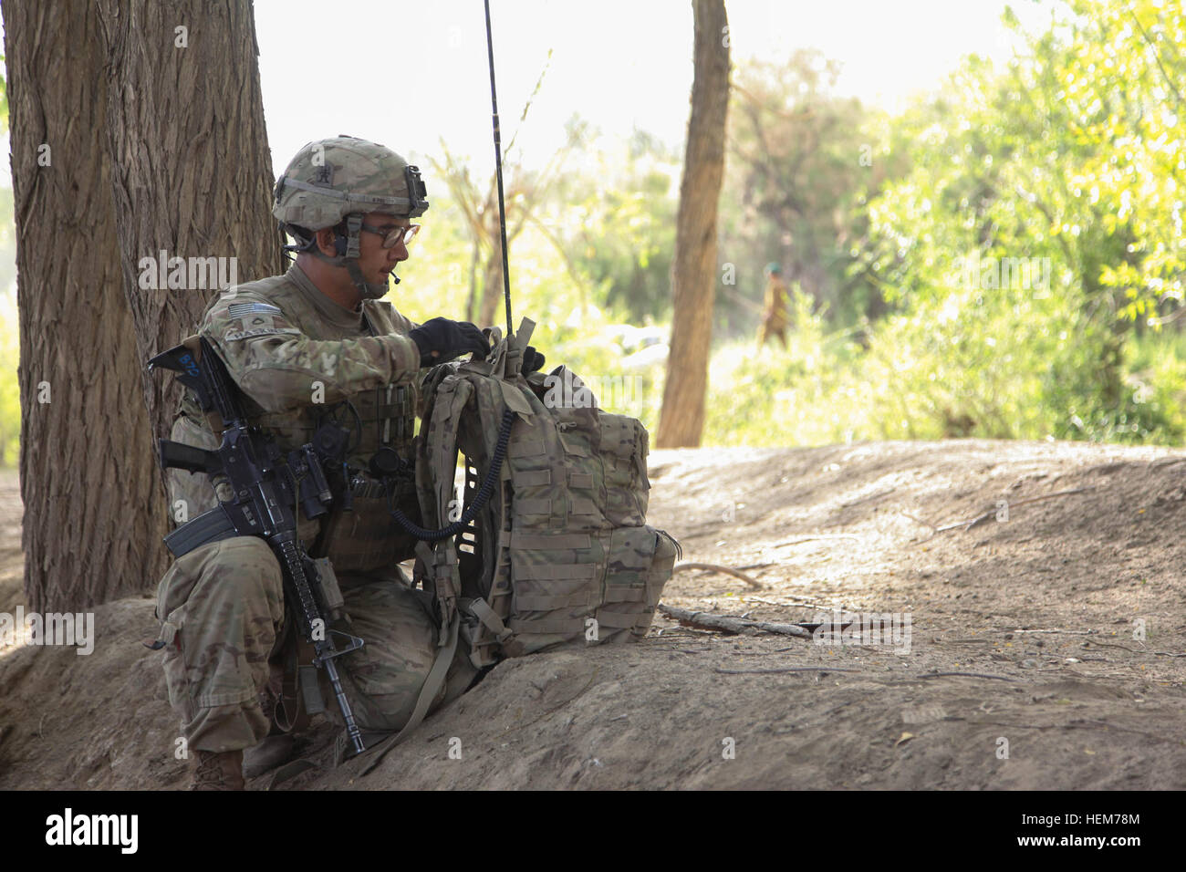 U.S. Army Pfc. Joshua Haskins, a radio telephone operator assigned to ...