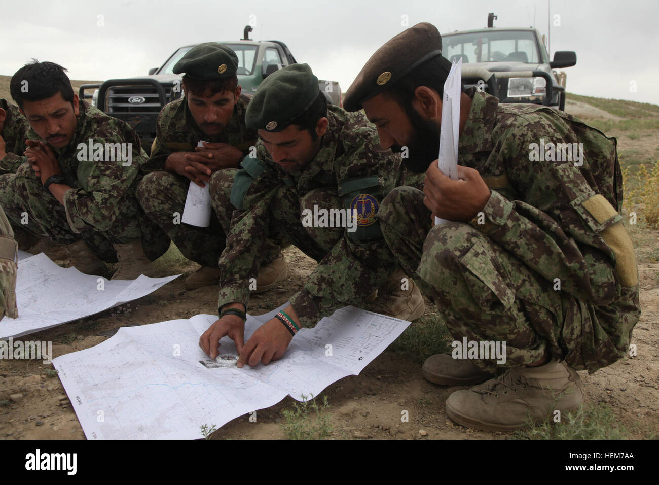 Afghan National Army soldiers conduct map reading training in Paktika ...