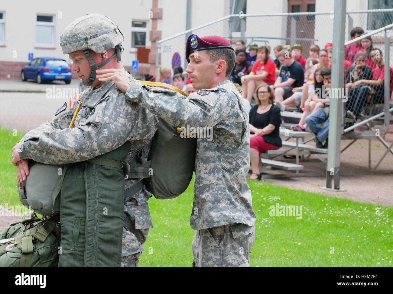 Sgt. Alexander Noble, right, a parachute rigger with the 5th ...
