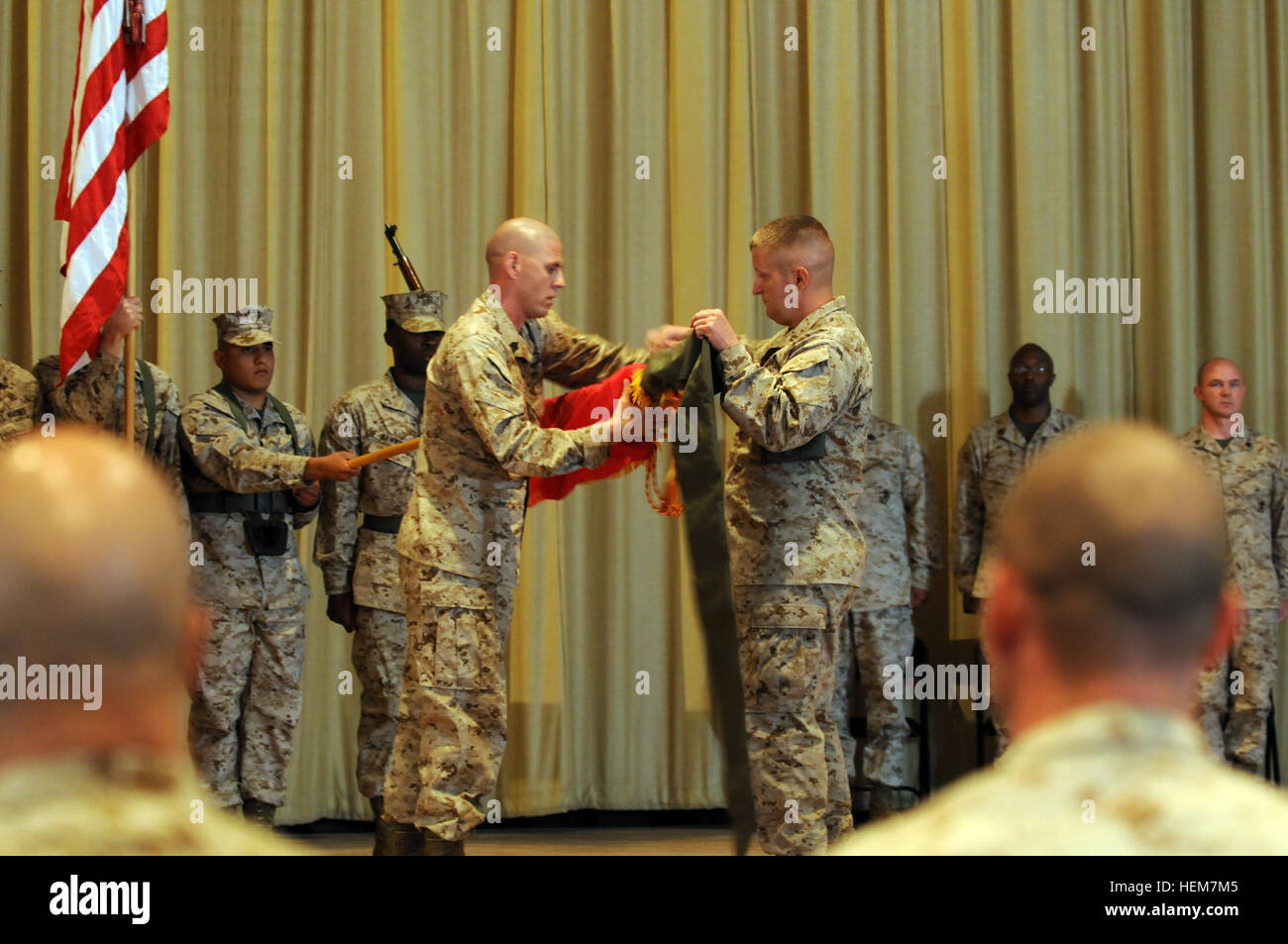 Marine Detachment 1st Sgt. Jason Cain and Marine Capt. Scott E. Cameron ...